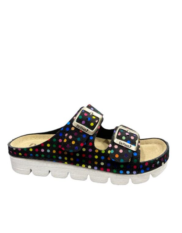 כפכף נוחות Dr Feet עור אמיתי שחור נקודות - M&A | מילאנו מותגים